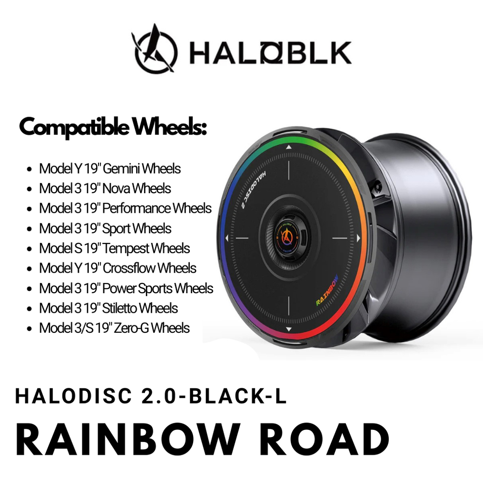 HALODISC 2 Rainbow Road (Black) | Set of 4 Wheel Covers for Tesla Mode ...
